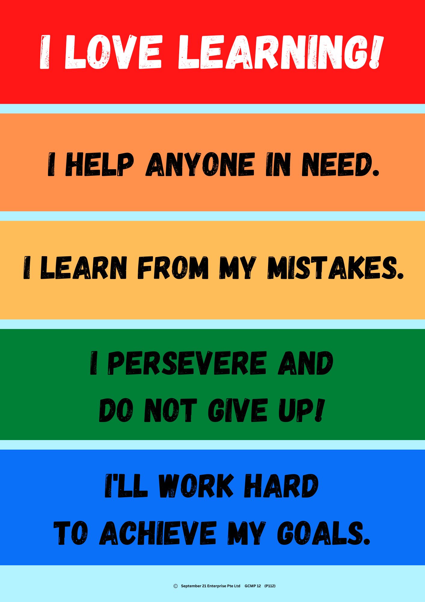 I LOVE LEARNING (A3 PORTRAIT POSTER)