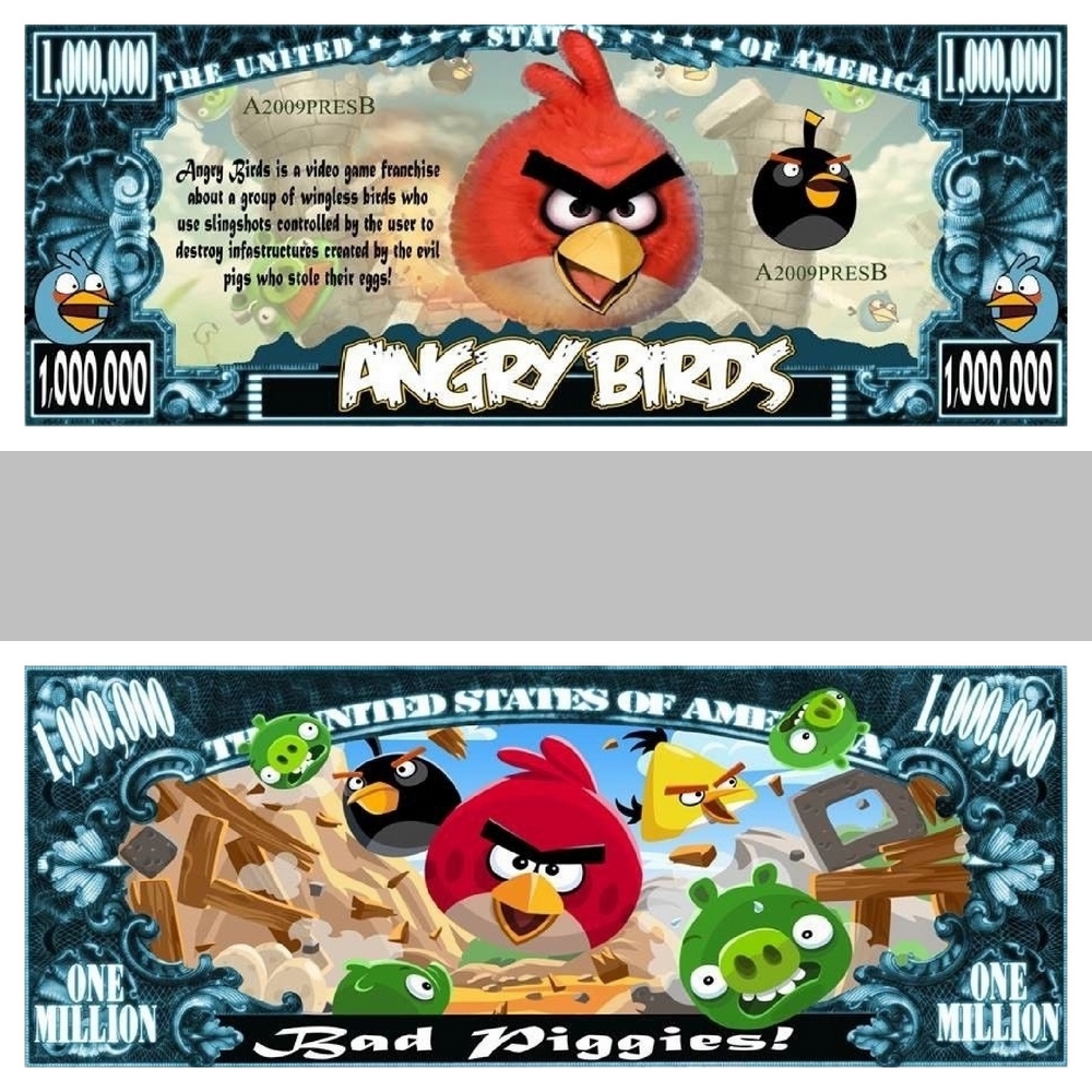 *ANGRY BIRDS* 1 Million Dollars Novelty paper banknote