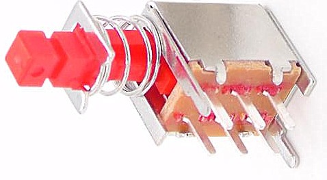 Push button switch, self latching