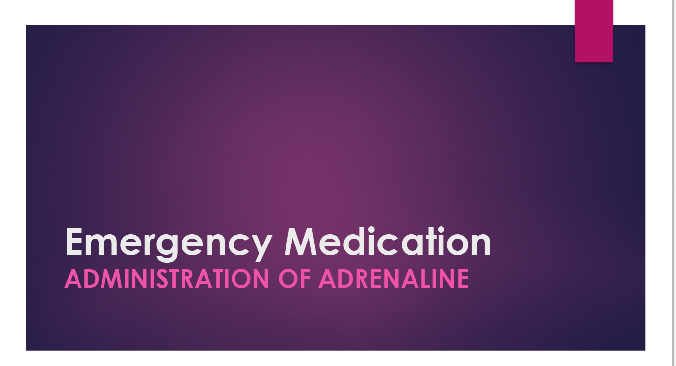 Emergency Medication Health and Social Care Training Resources