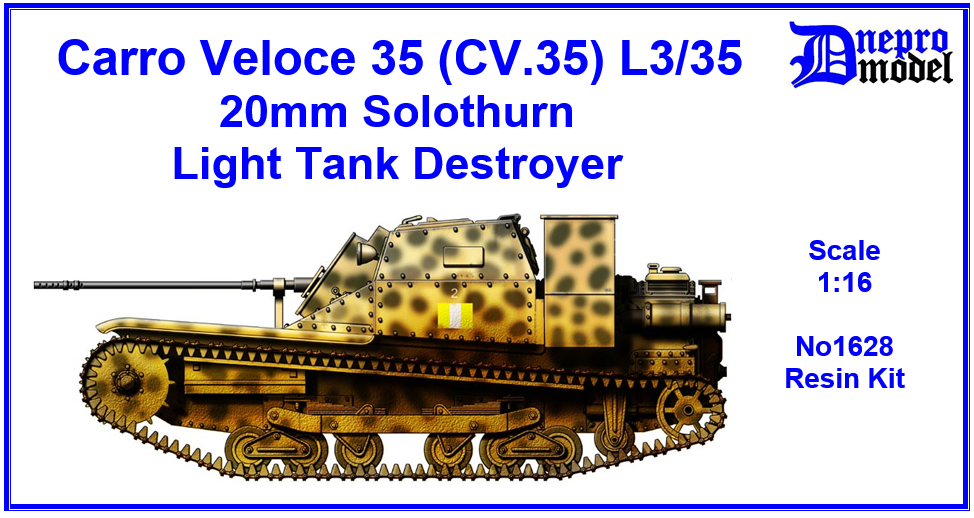 Carro Veloce 35 (CV.35)-L3/35 20mm Solothurn Light Tank Destroyer WWII 1/16