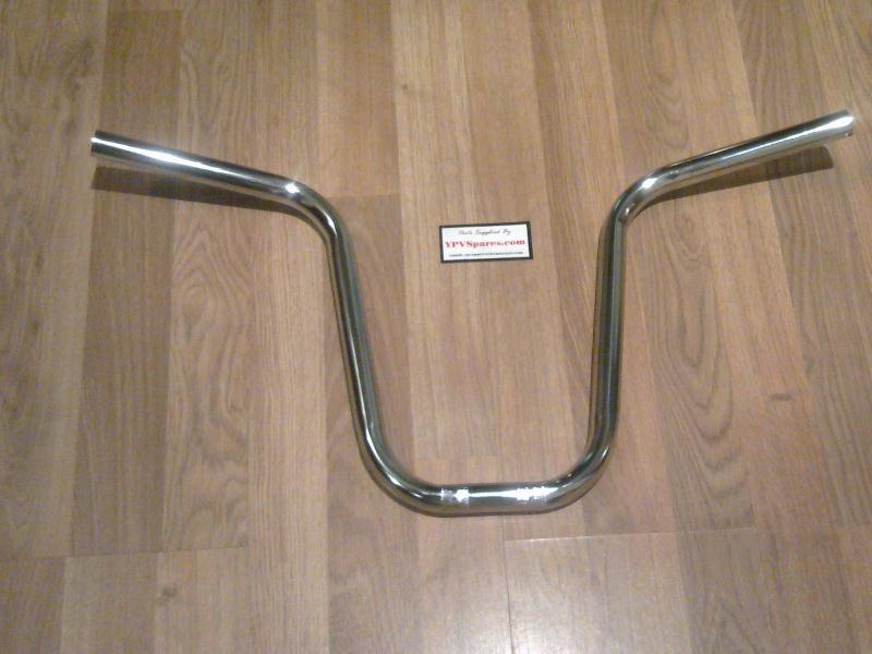Chrome handle bars 330mm rise, 600mm wide.
