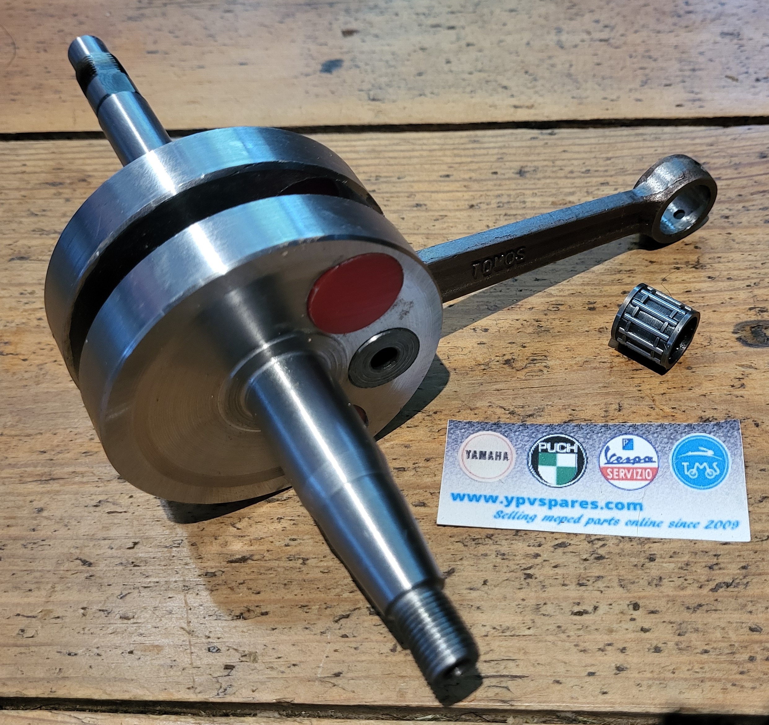 Tomos A3 race crankshaft with 12mm roller bearing little end.