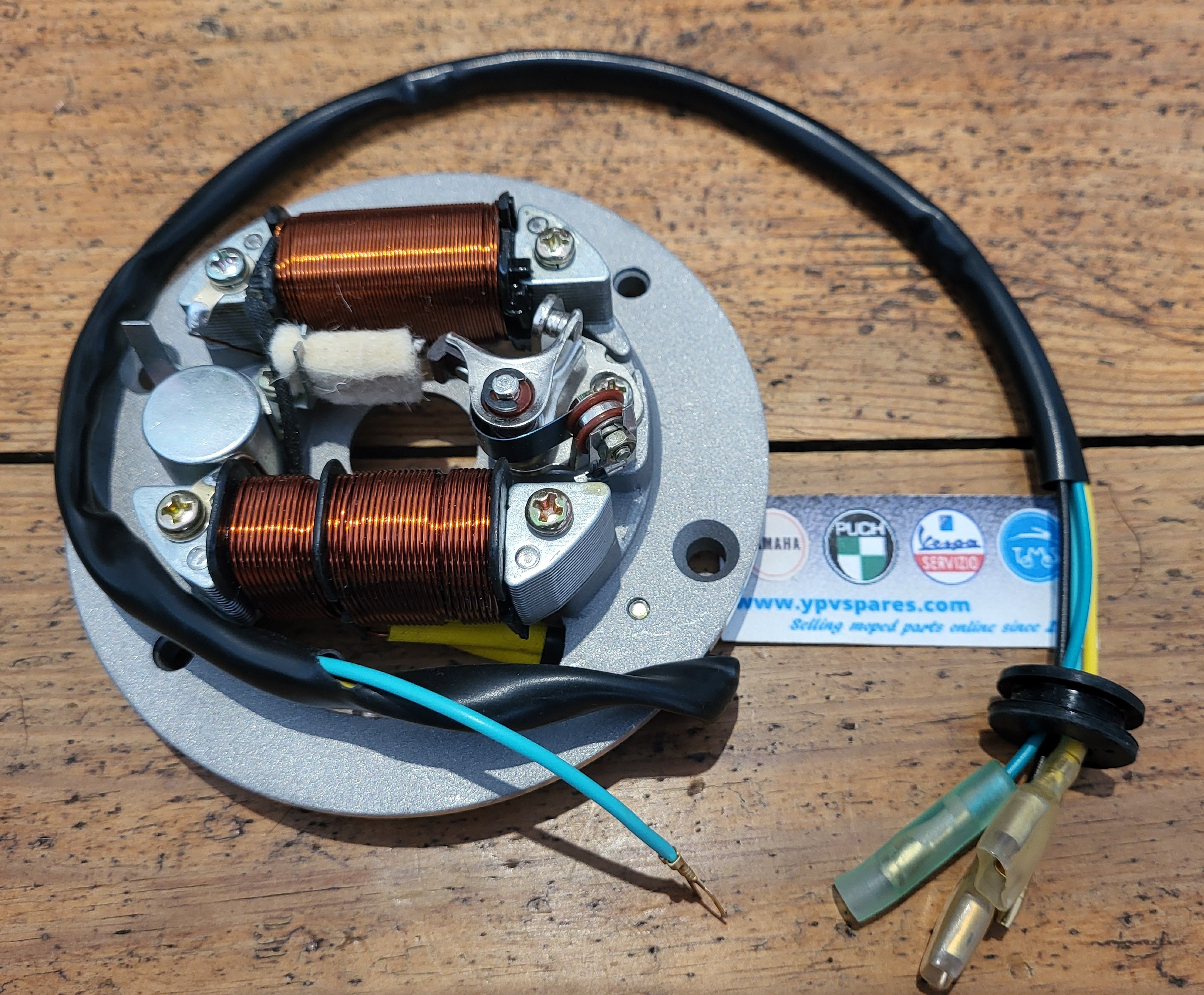 Yamaha FS1E complete stator plate (bullet connections)