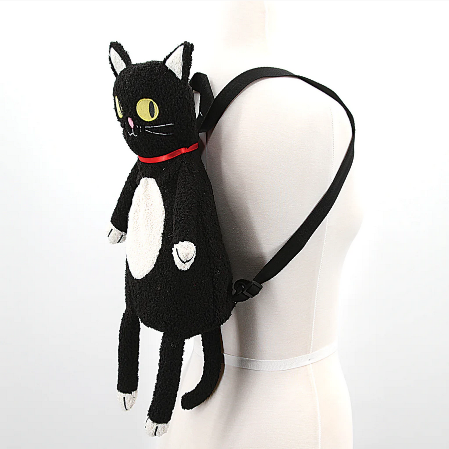 Furry Black Cat Backpack