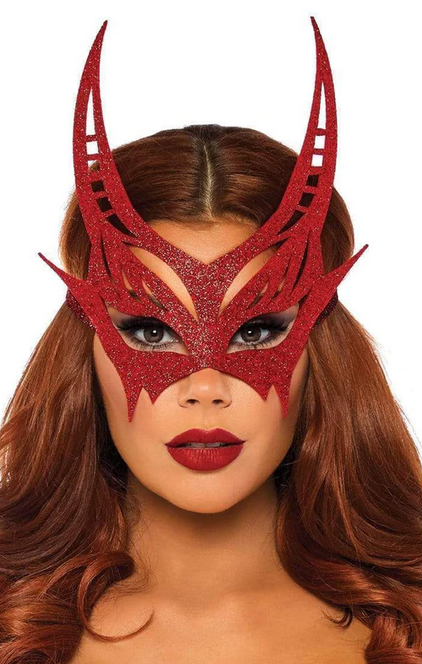 Red Glitter Devil Mask