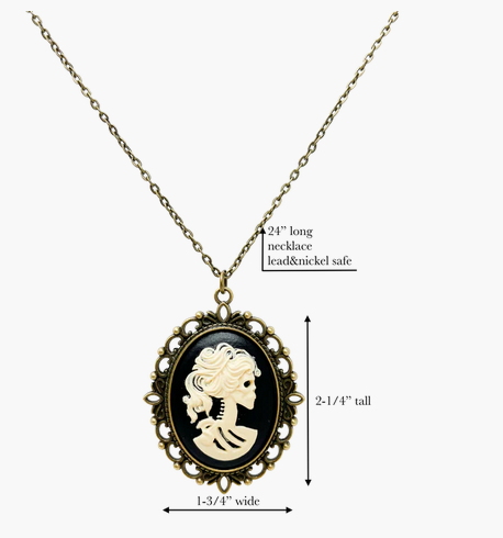Victorian lady skeleton necklace