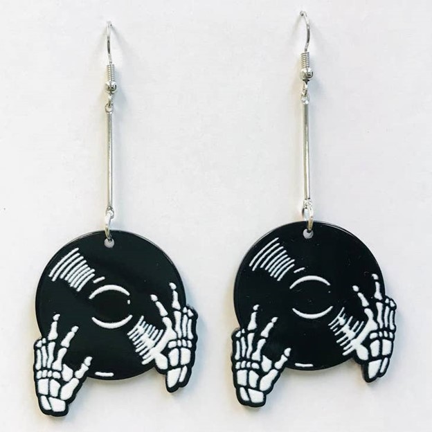 Skeleton Phonograph Earrings