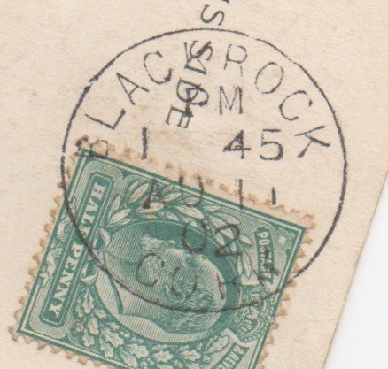 Blackrock, Cork, postmark 1902 on UB postcard Queenstown