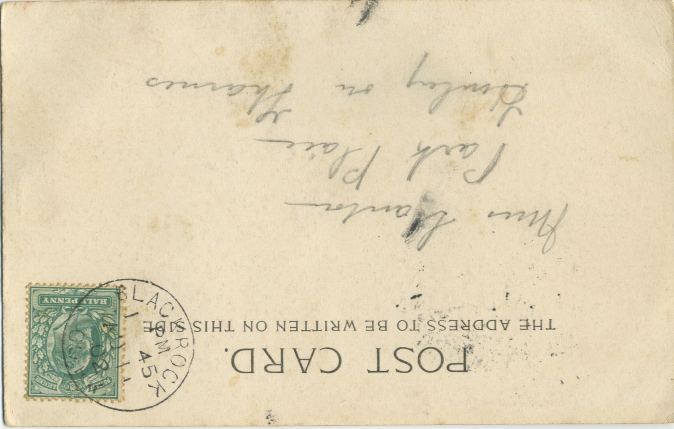 Blackrock, Cork, postmark 1902 on UB postcard Queenstown