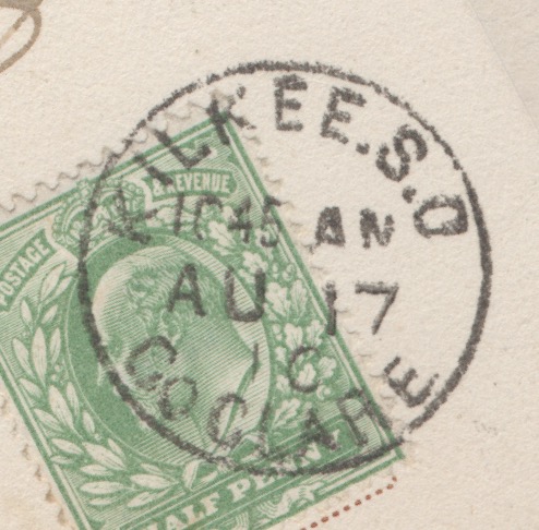 Kilkee S.O. postmark 1910 on picture postcard