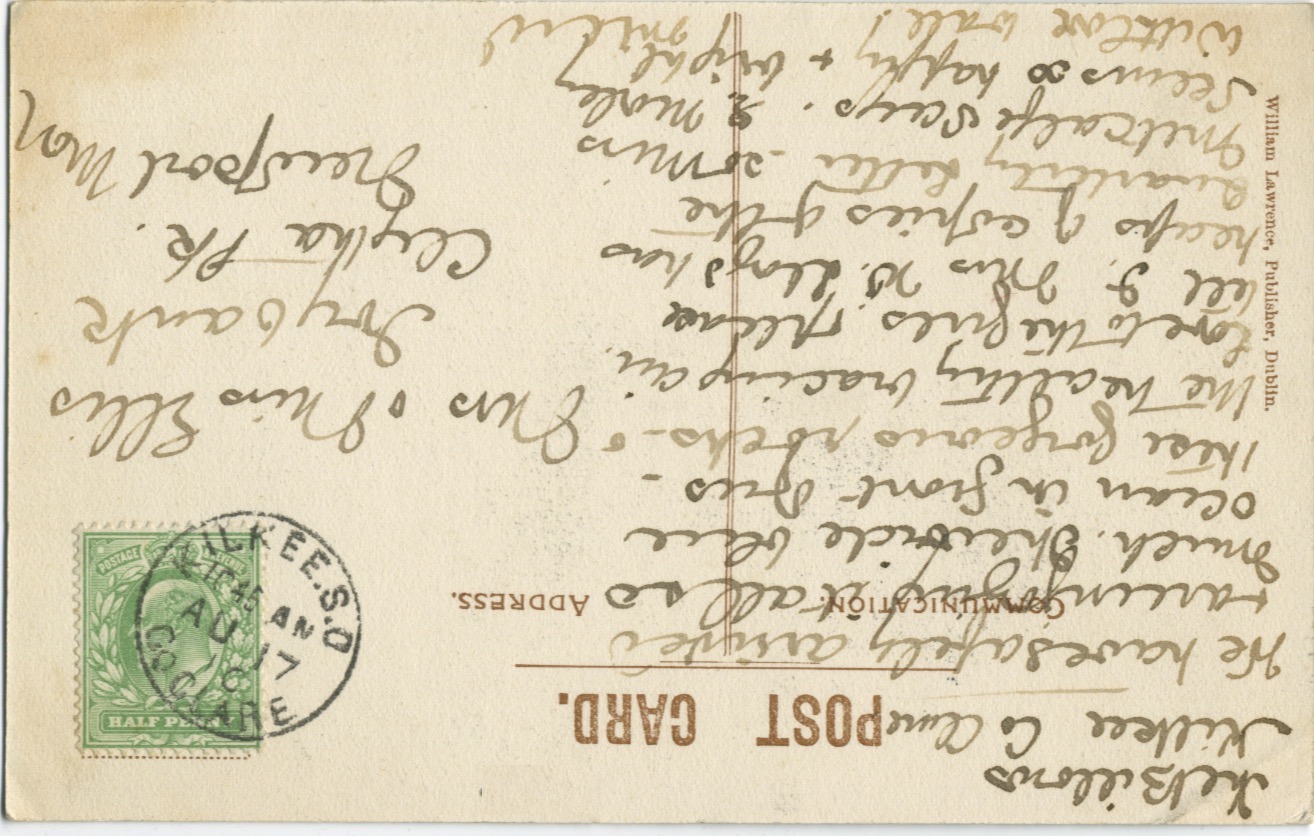 Kilkee S.O. postmark 1910 on picture postcard