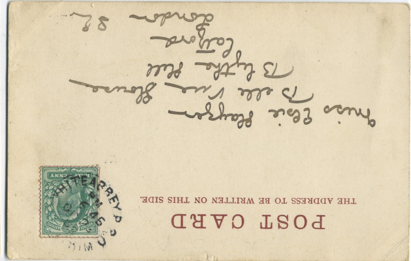 Whiteabbey RSO postmark 1902 on UB picture postcard