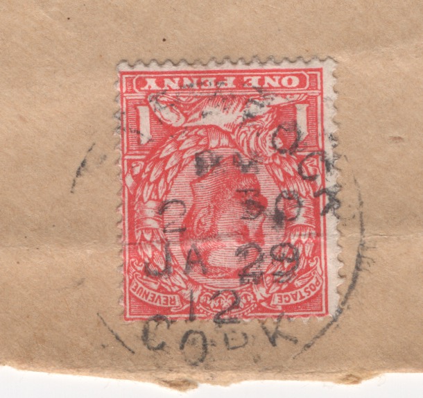 Blackrock Cork postmark on Downey cover 1d to Cork