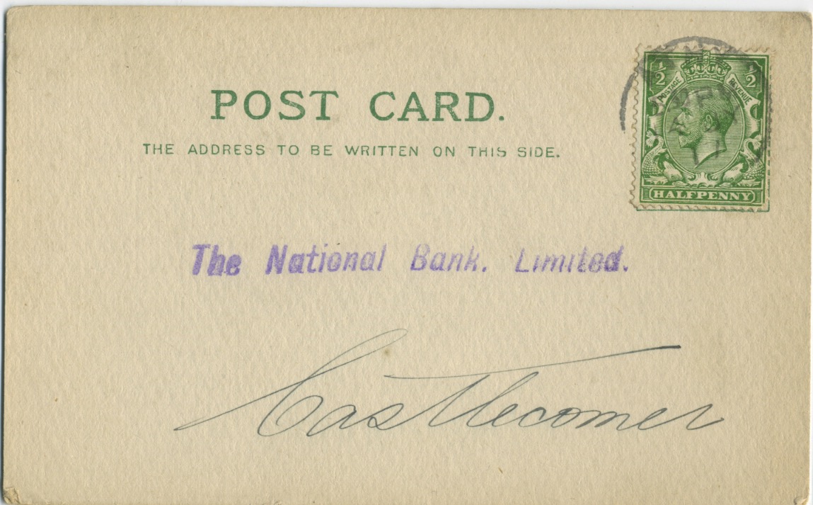 Various town & Village postmarks on National Bank cards