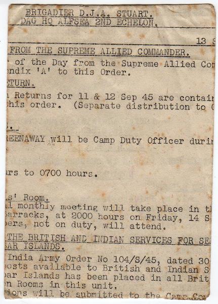 Military Document used as envelope 1946