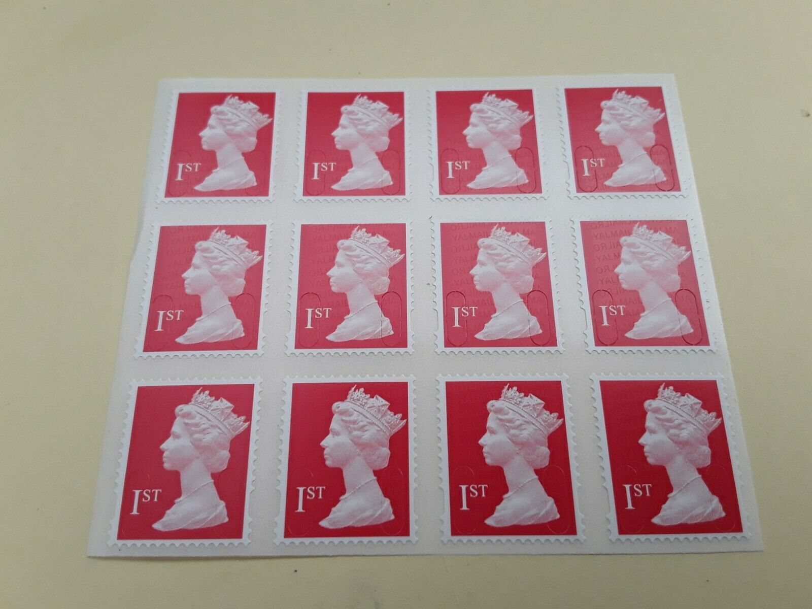 1st class Forgery Machin definitive stamp with reversed text 2020.