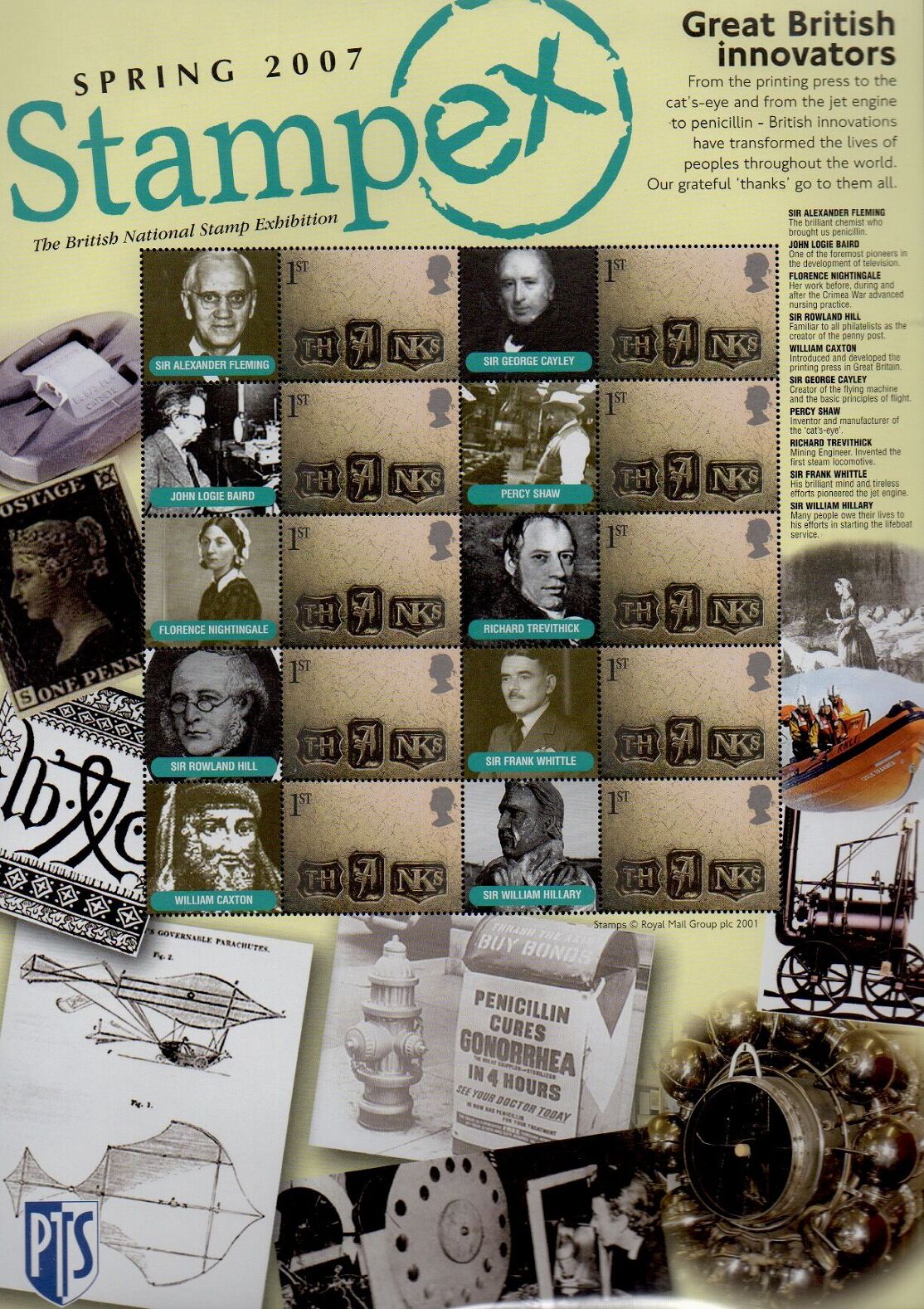 Stampex Smilers Sheet 2007 British Innovators.