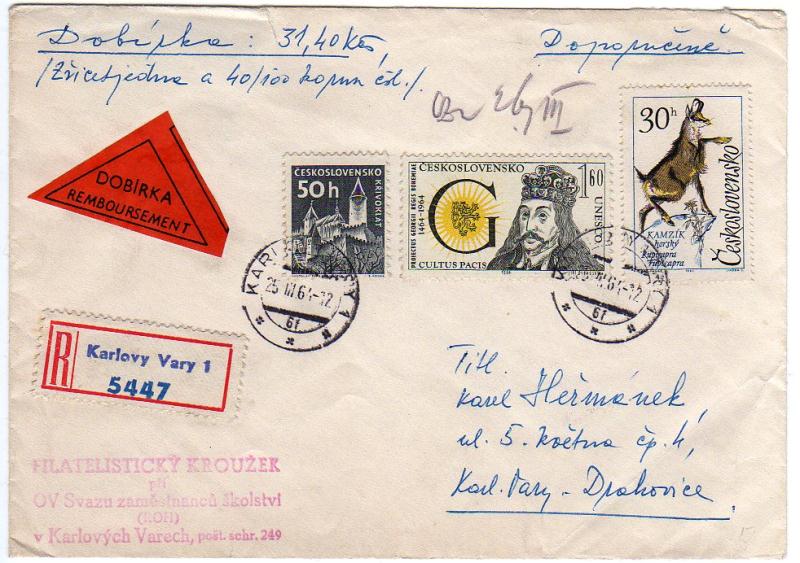 Czechoslovakia COD registered letter 1964