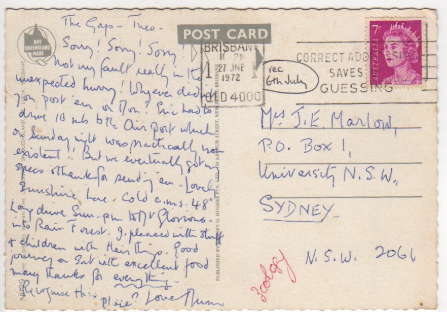 C5063 SG 388a 7c Queen definitive inland postcard Brisbane 27 June 1972 ...