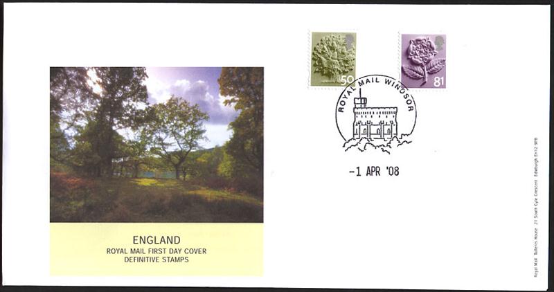 England country definitive stamps on first day cover 2008
