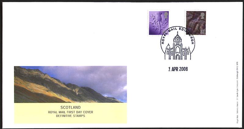 Scotland country definitive stamps on first day cover 2008