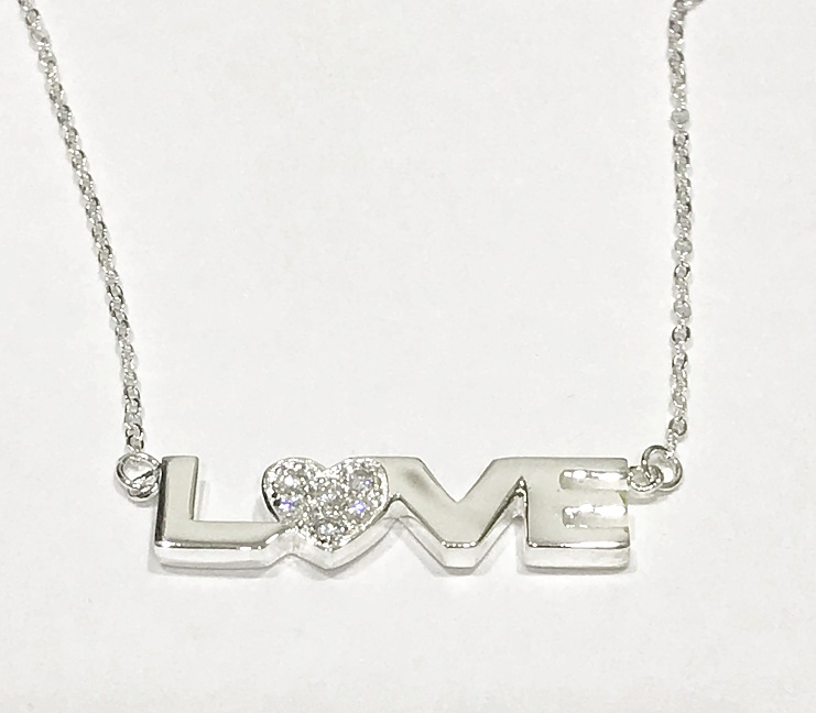925 Silver Coated Love Pendant Necklace