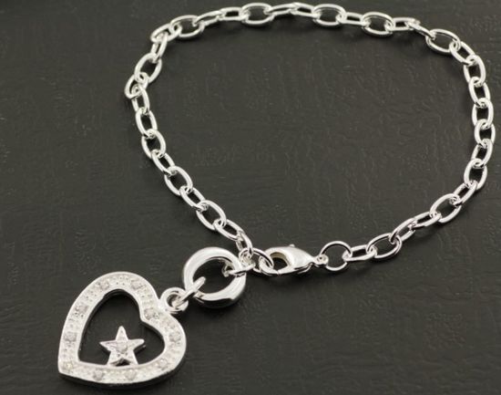 925 Silver Coated Heart Shaped Bracelet