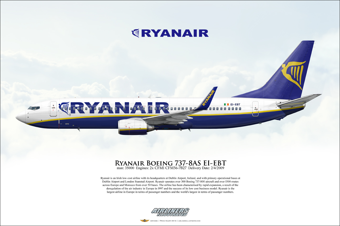 Ryanair Boeing 737-8AS EI-EBT Fine Art Print