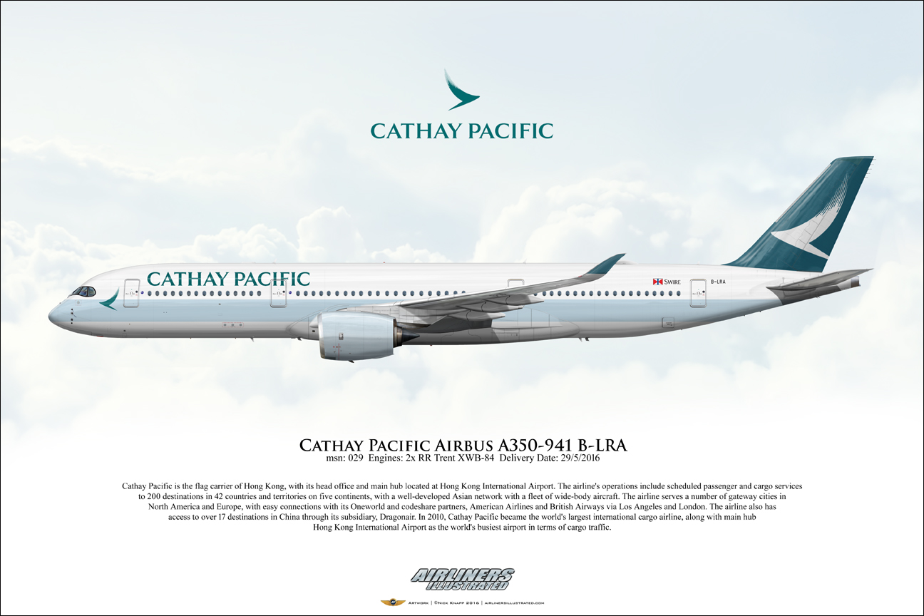 Cathay Pacific Airbus A350-941 B-LRA Art Print