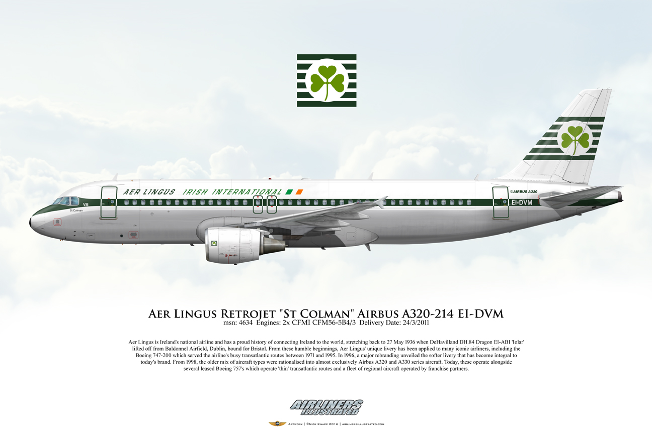 Aer Lingus Retrojet St Colman Airbus A320-214 EI-DVM Airliners ...