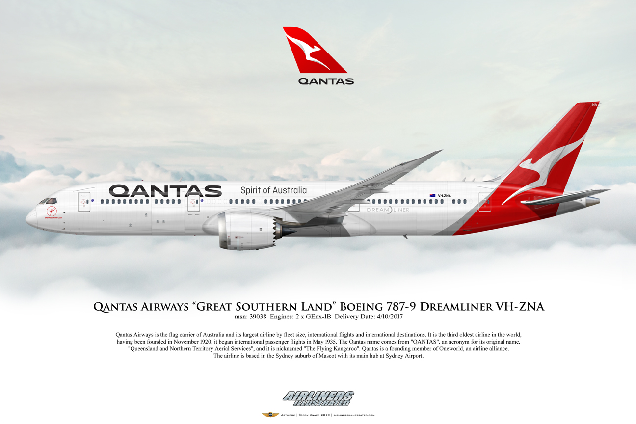 Airliners Illustrated® Qantas “Great Southern Land” Boeing 787-9 ...
