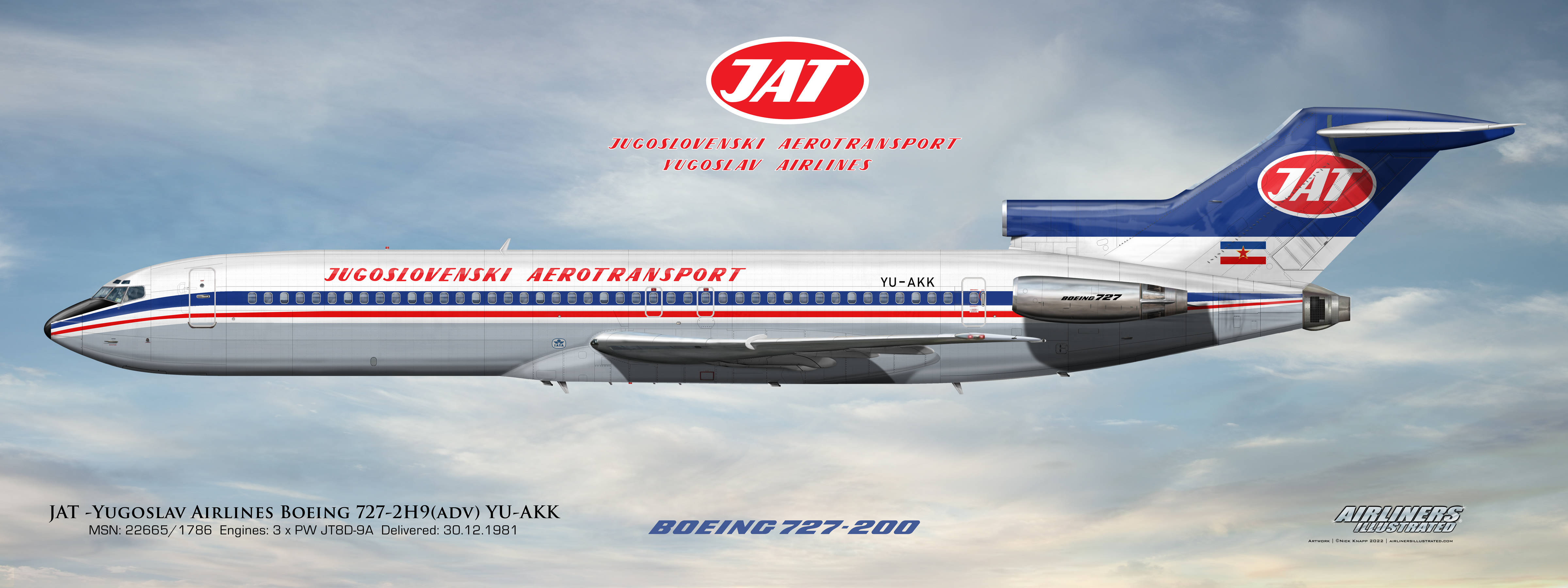 JAT -Yugoslav Airlines Boeing 727-2H9 YU-AKK