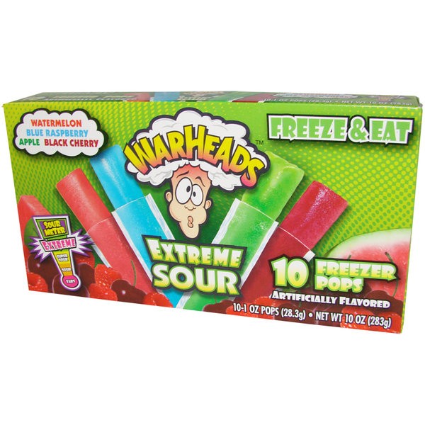 Warheads - Extreme Sour Freezer Bars - 10 Ice Pop pack