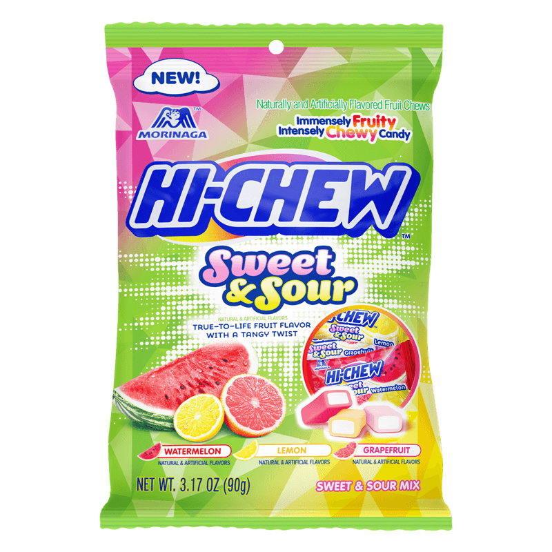 Hi-Chew Sweet & Sour Mix 90g Bag - Fruity Chewy Candy Sweets