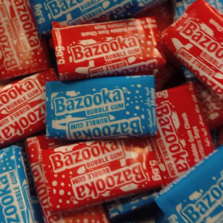 Bazooka Bubblegum Mix - Tutti Frutti & Blue Raspberry Gum Wrapped pieces