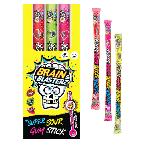 Brain Blasterz Super Sour Gum Stick - 22g Bubblegum Bar