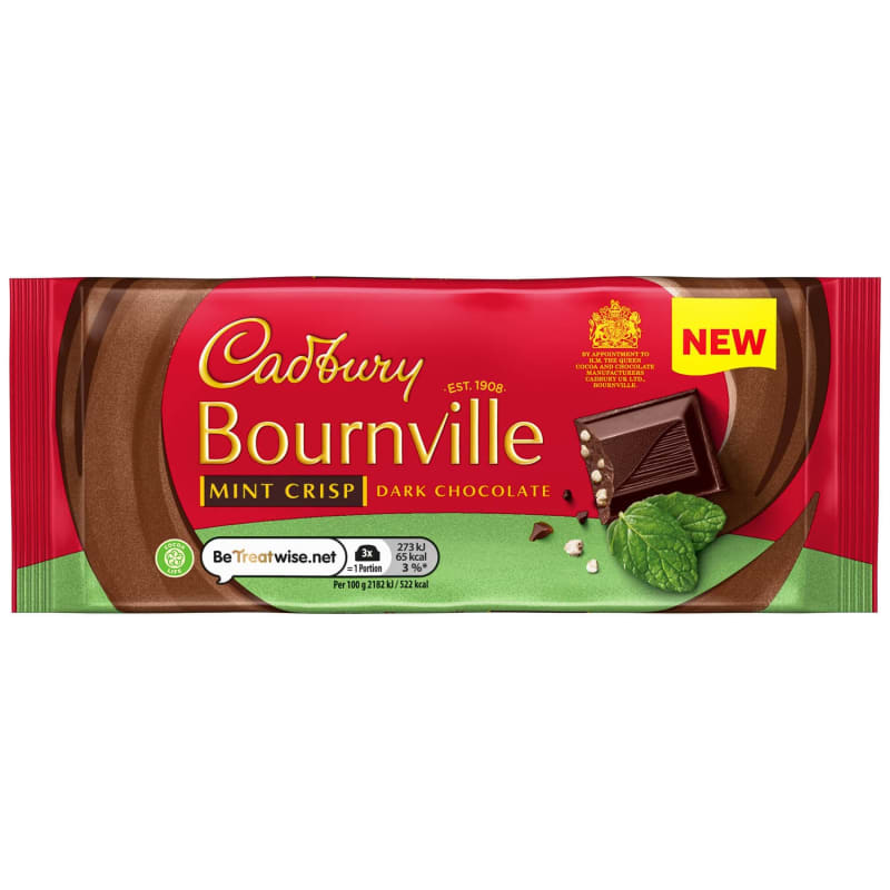 Cadbury Bournville Mint Crisp Dark Chocolate 100g Bar