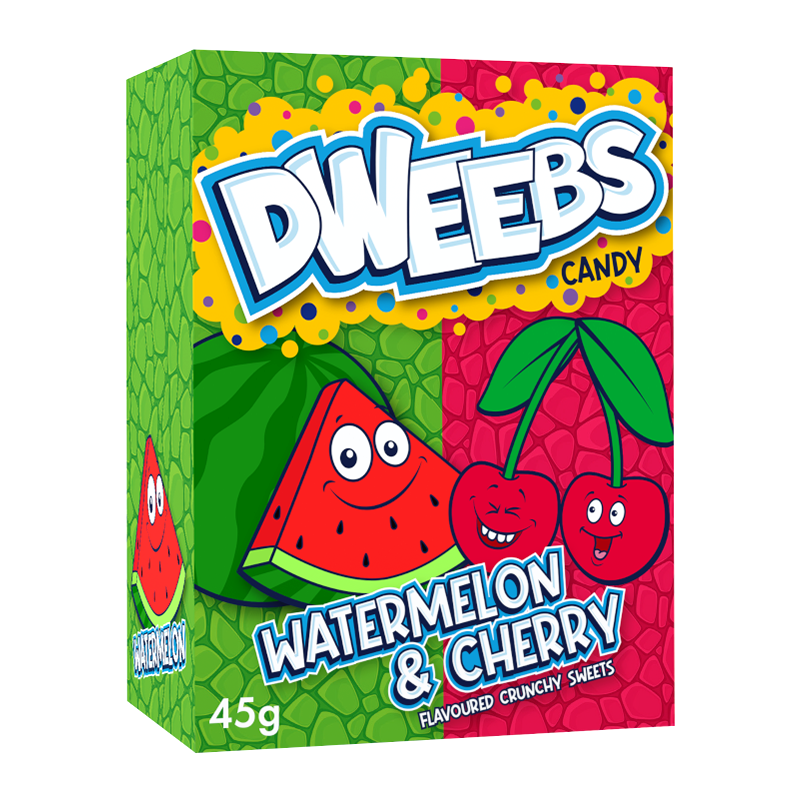 DWEEBS - Watermelon & Cherry Crunchy Candy Sweets - 45g Box