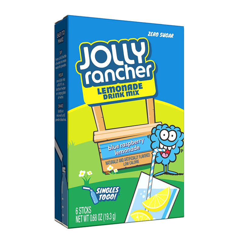 Jolly Rancher Blue Raspberry Lemonade Drink Mix 6 Singles To Go -19.3g