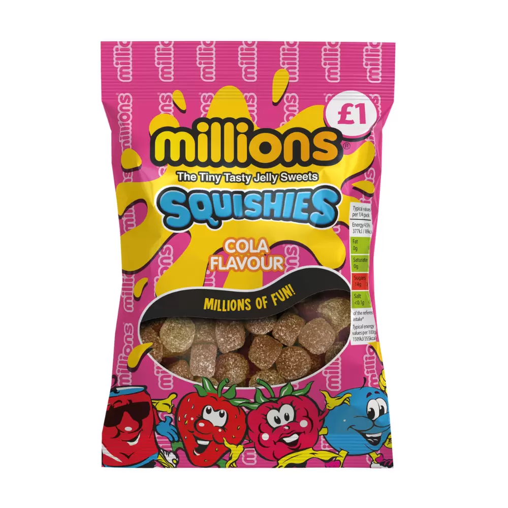 Millions Squishies Cola - Jelly Gummy Sweets - 120g Bag