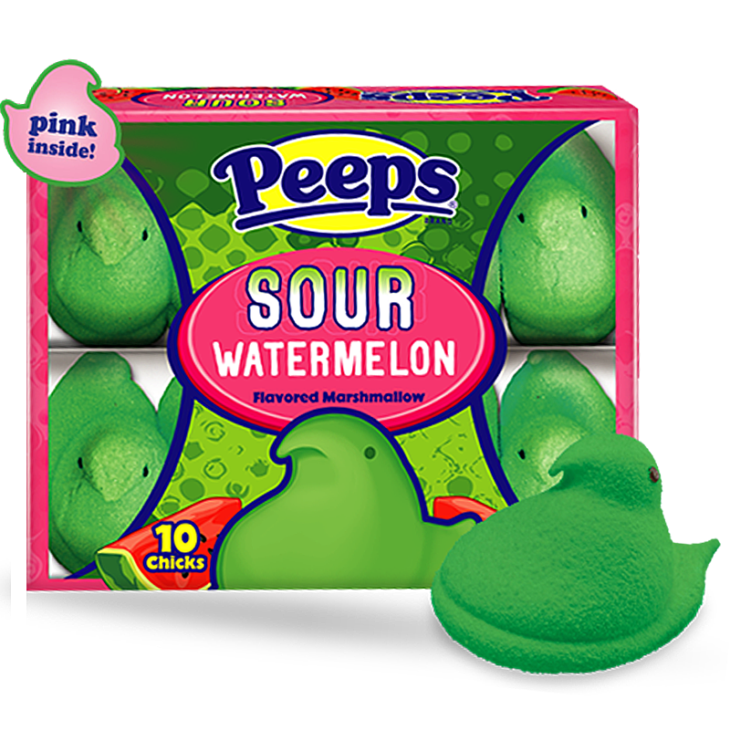 Peeps Sour Watermelon Chicks 10 Green Chick 85g Pack