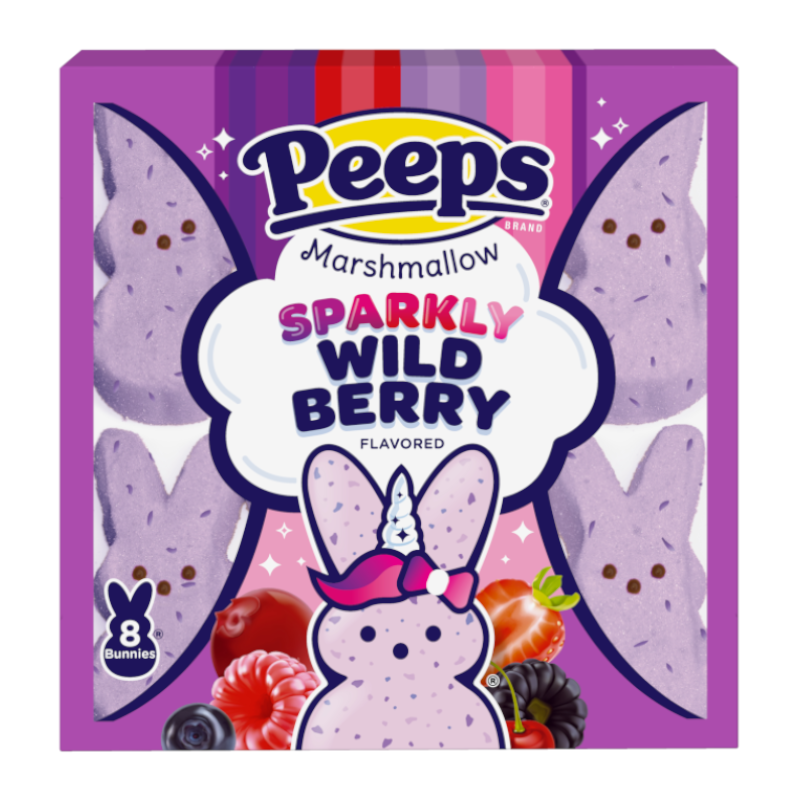 Peeps Sparkly Wild Berry Marshmallow Bunnies 8 Easter Bunny Pack - 85g