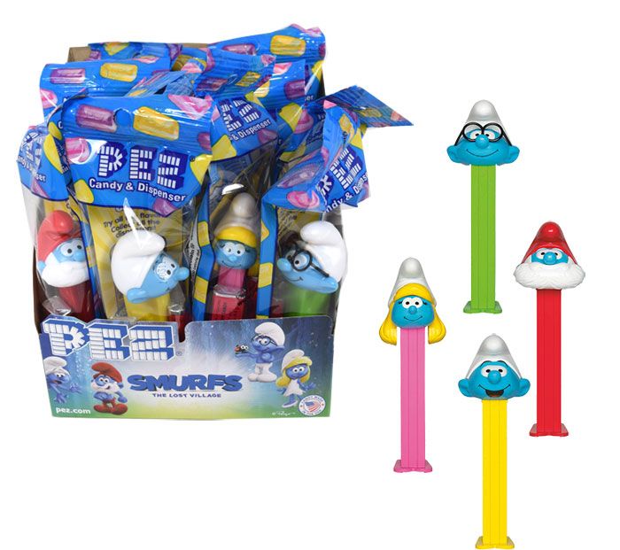 PEZ Smurfs Sweets Dispenser Poly Pack with 2 Candy Tablet Packs 16.4g