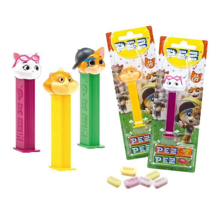Pez 44 Cats - 1 Sweets Dispenser with 2 Fruity Candy Tablet Packs 17g