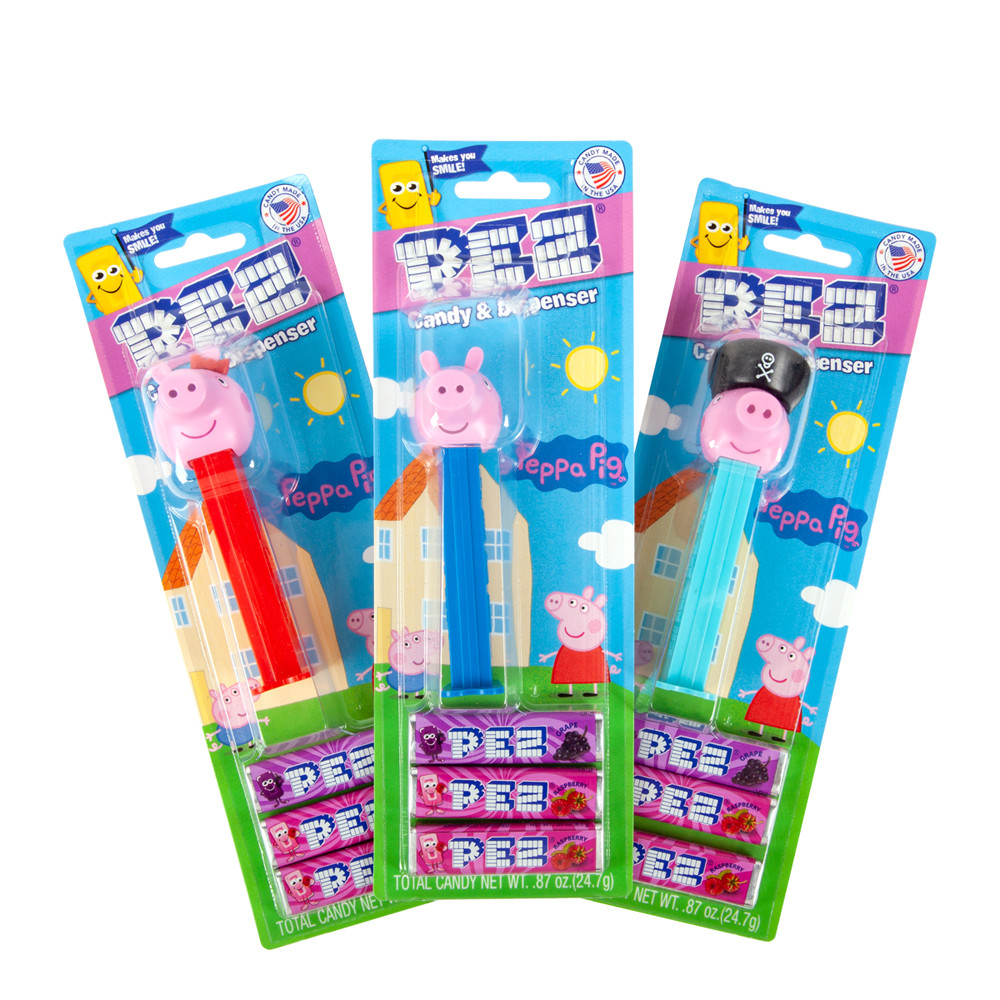 PEZ Peppa Pig Sweets Dispenser Plus 3 Fruit Candy Refill Packs - 24.7g