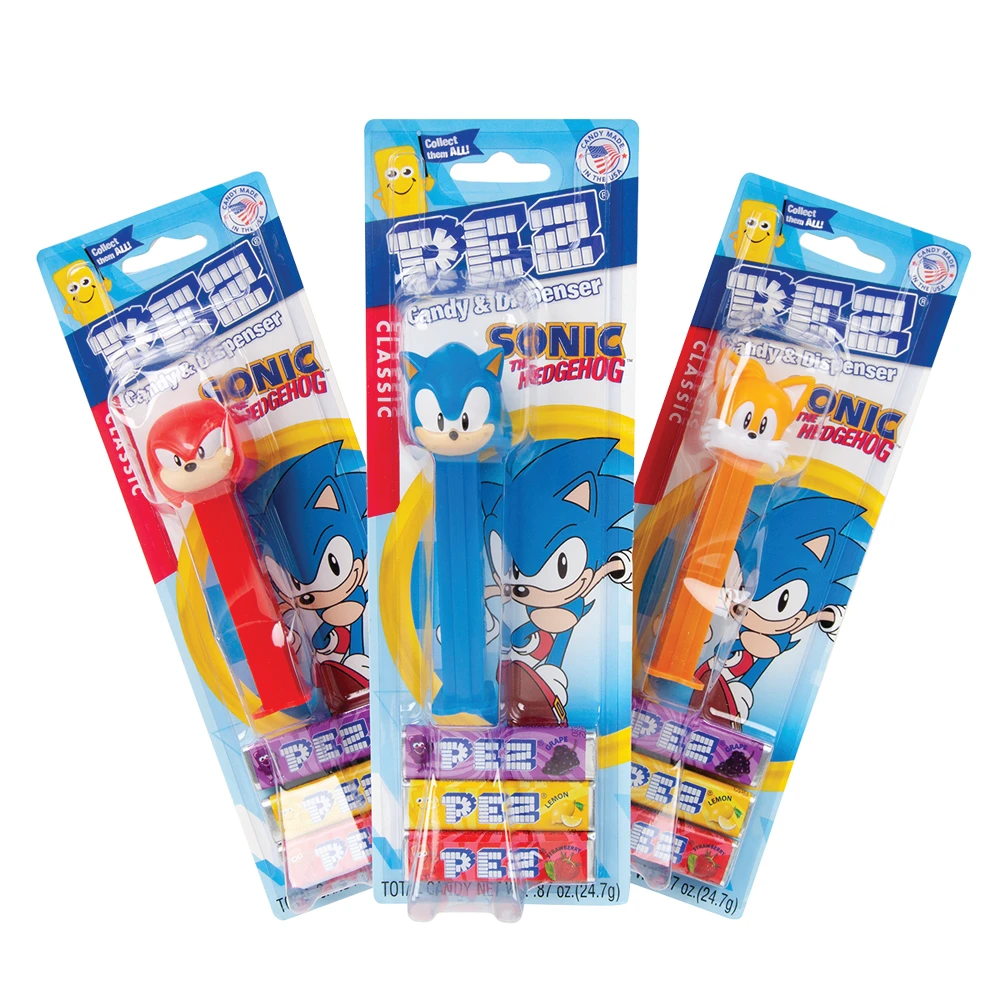 PEZ Sonic the Hedgehog Sweets Dispenser + 3 Candy Packs - Blister Pack