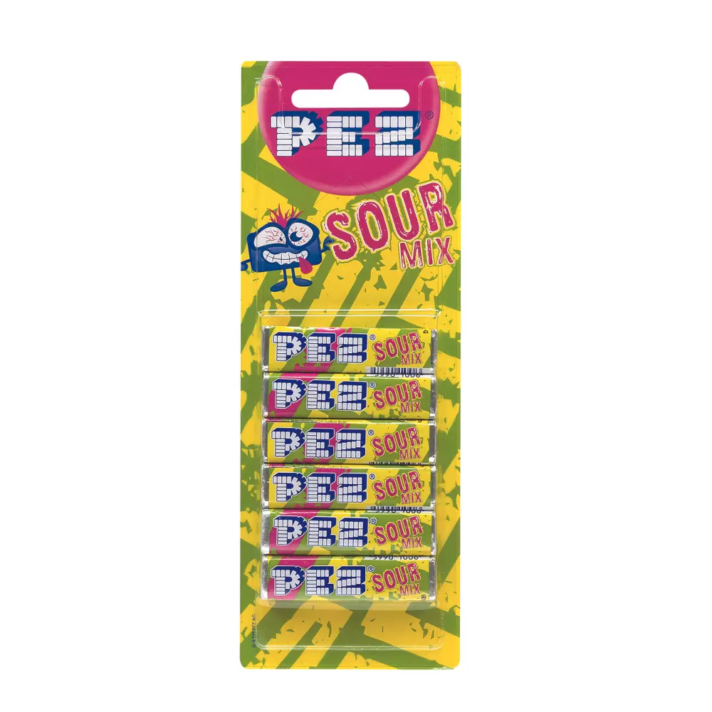 Pez Sour Mix Fruit Refills 6 Pack - Fruity Candy Refill Sweets 51g