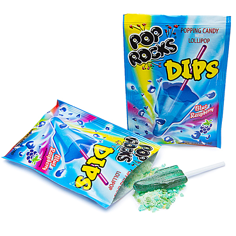 Pop Rocks Dips - Sour Blue Raspberry Popping Candy & Lollipop - 18g