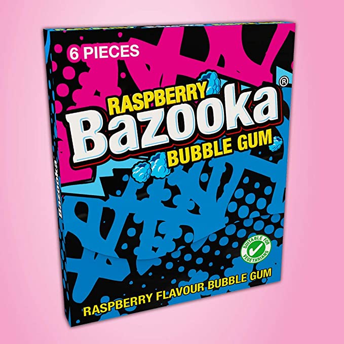 Raspberry Bazooka Bubble Gum Wallet - 6 Pieces 33g Pack
